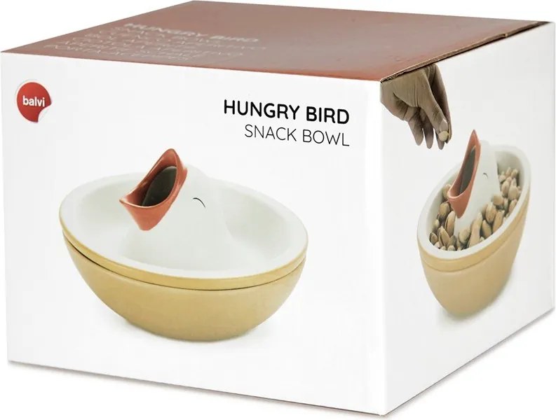 Žlutá/bílá keramická servírovací miska 250 ml Hungry Bird – Balvi