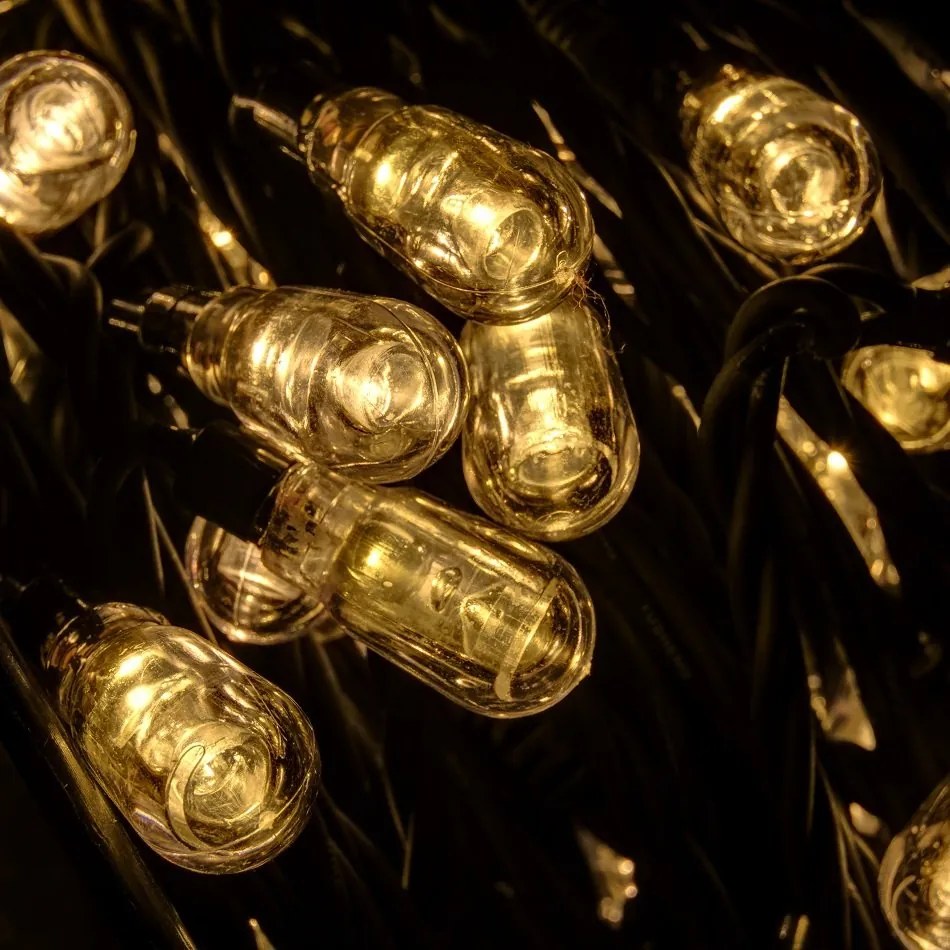Easy Fix LED světelný řetěz, 100 m, venkovní teple bílá, 400 MEGA LED, černý kabel, IP67, cívka