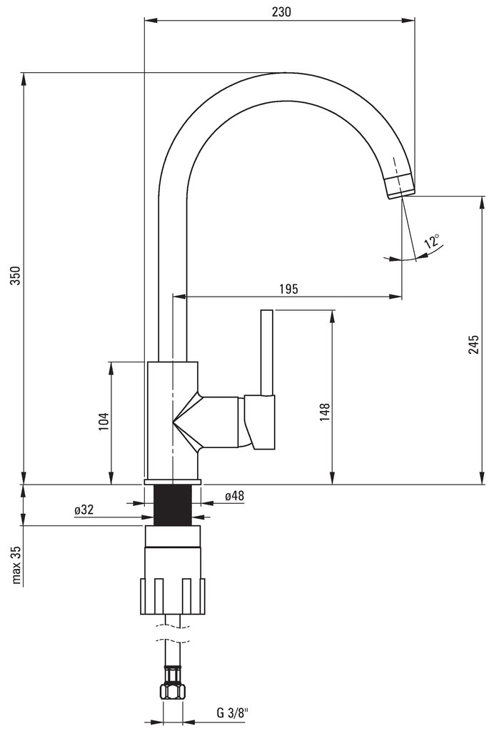 Deante Zorba, granitový dřez 580x440x164 mm Z/KO, 3,5" + prostorově úsporný sifon, 1-komorový + Nemezja baterie, atracitová metalíza, ZQZAT11A