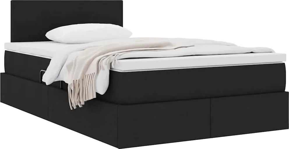 Postel s úložným prostorem a matrací Černá 120 x 200 cm Samet 3370439