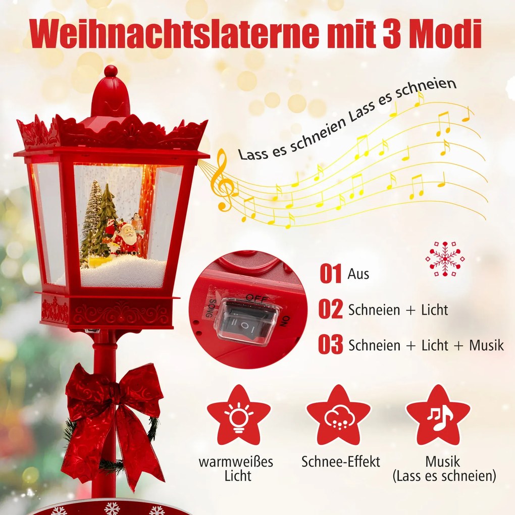 Costway 185 cm Vánoční lucerna s teplými bílými LED světly pouliční lampa