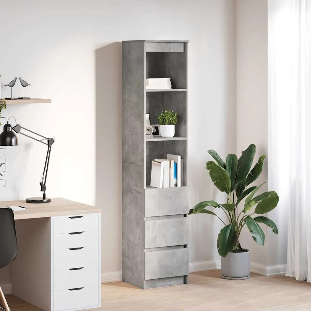 Highboard Concrete Grey 37,5x35x180 cm Dřevěná konstrukce