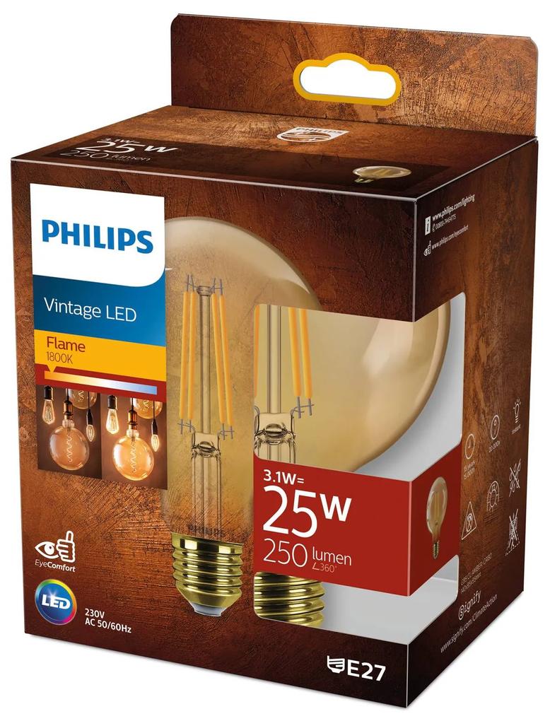 Philips E27 LED žárovka globe G95 3,1W 1800K zlatá