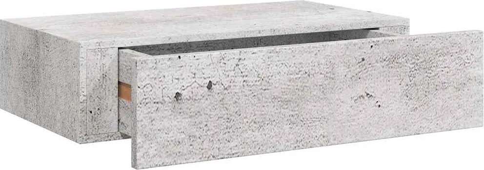 Nástěnné police se zásuvkou 2 ks betonově šedé 40x23,5x10cm MDF 330252