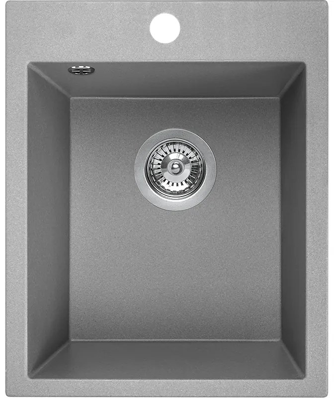 Laveo Chichi, 1-komorový granitový dřez 390x480x205 mm, šedá, LAV-SBH_510T