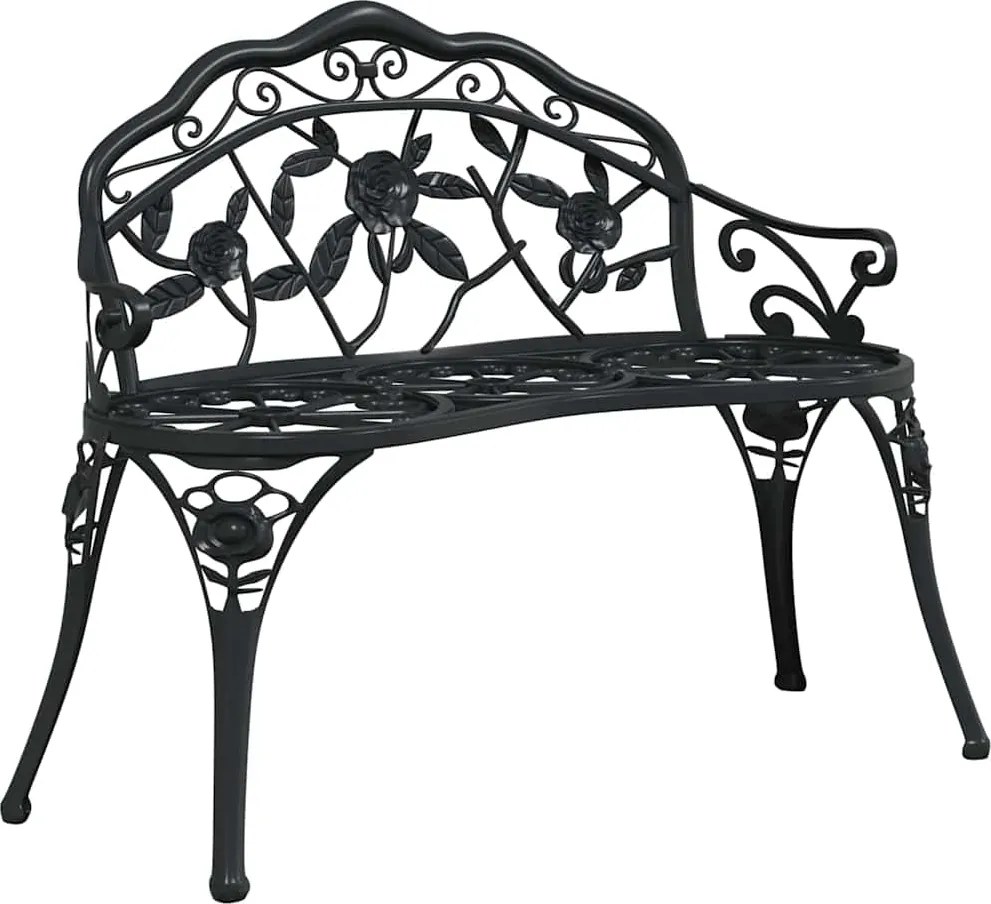 Zahradní lavice 100 cm litý hliník černá 317740
