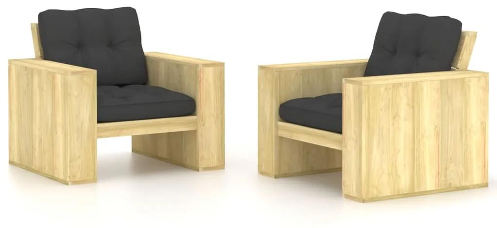 vidaXL Zahradní židle 2 ks + antracitové podušky impregnovaná borovice