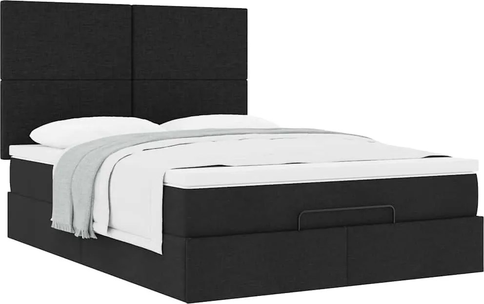 Osmanský rám postele s matrací černá 140x190cm textil 3313073