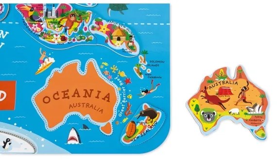 Janod - Magnetická mapa světa angličtina