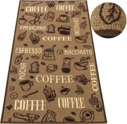 Protiskluzový koberec / běhoun Coffee 04 hnědý / béžový