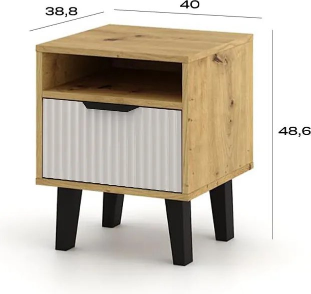 Noční stolek Borg Duo 1S dub artisan / kašmír