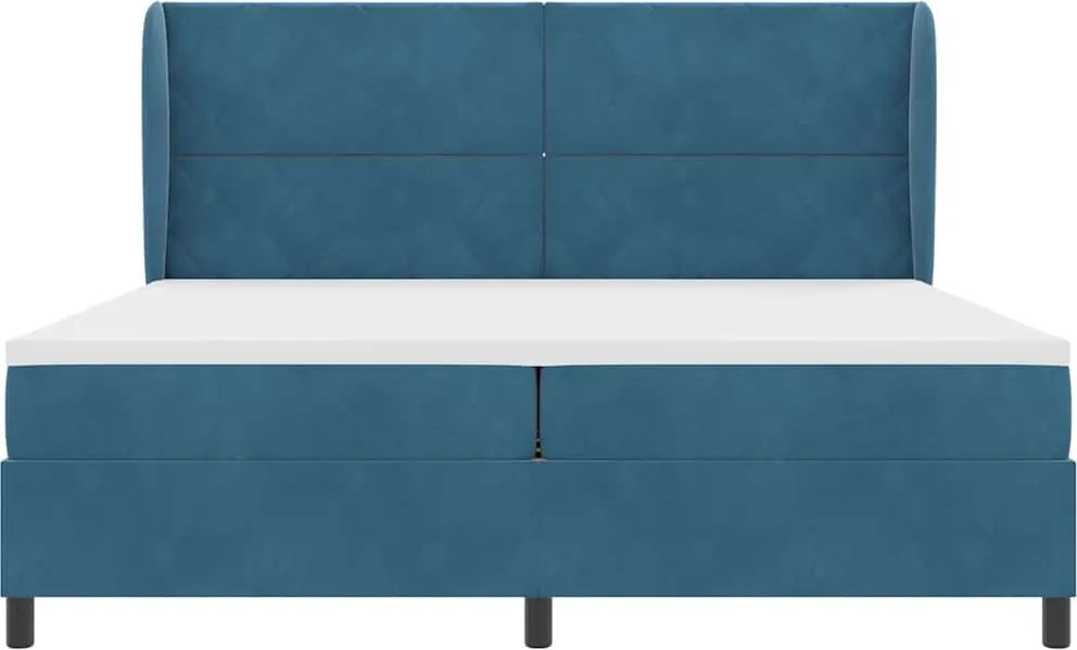Postel s boxspringem s čelo Tmavě modrá 200 x 200 cm samet 3341004