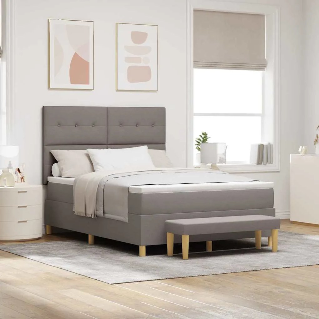 Postel s boxspringem s čelo Taupe 140 x 200 cm textil 3344307