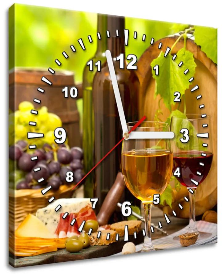 Gario Obraz s hodinami Červené a bílé víno Rozměry: 40 x 40 cm
