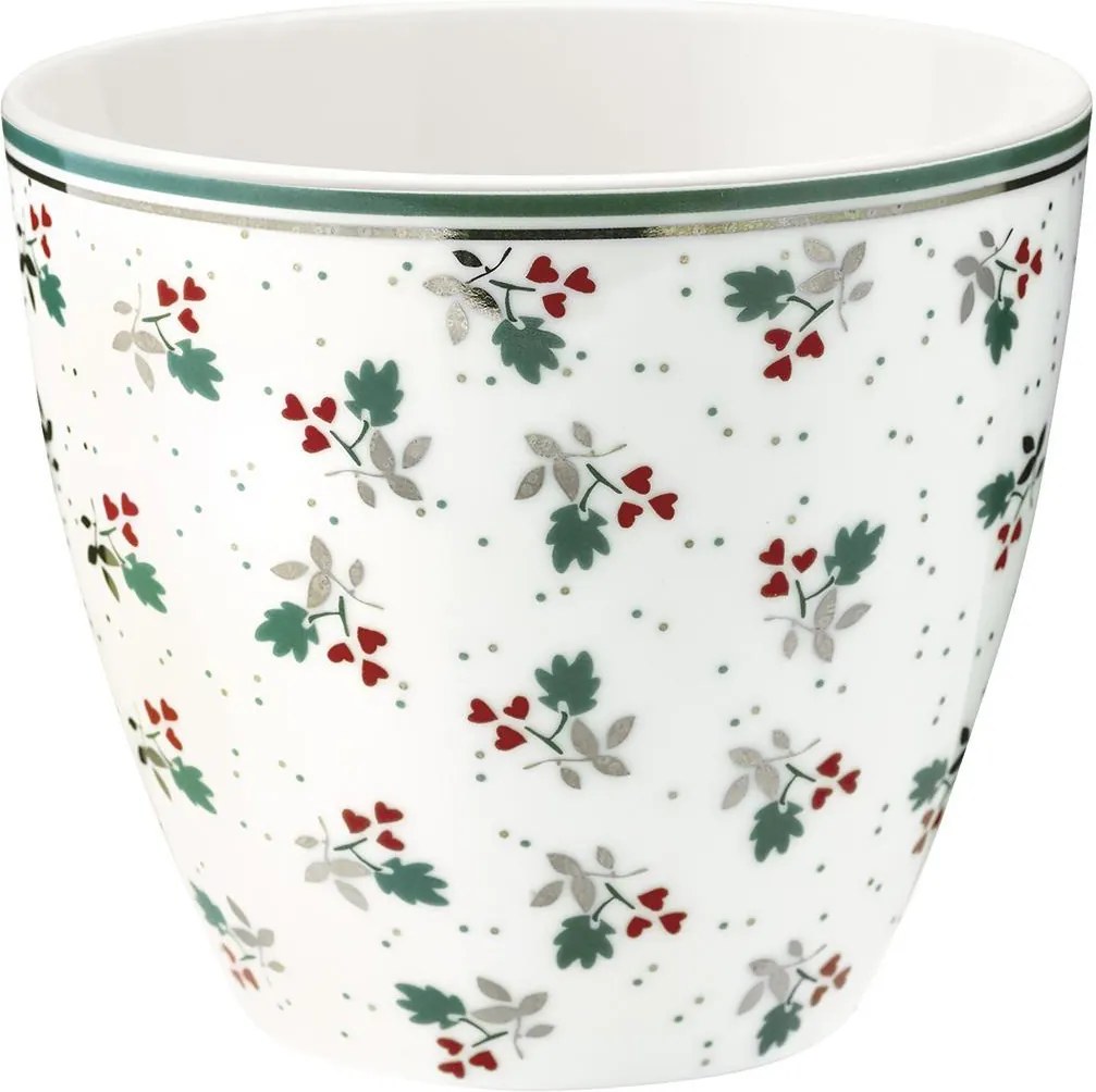 GREEN GATE Latte cup Joselyn White, zelená barva, porcelán 350 ml