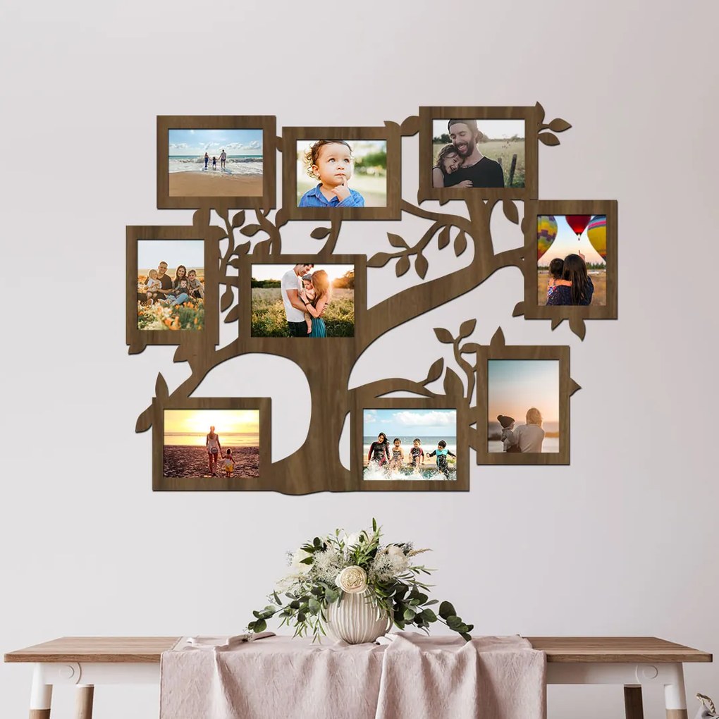 dřevo života Fotorámeček na zeď FAMILY Zvolte barvu dekoru: Dub zlatý, Zvolte velikost celého fotorámečku (cm): 96x76