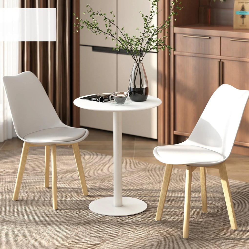 HOMCOM Jídelní Stůl, Kulatý Kuchyňský Stůl pro 2 Osoby, Moderní Jídelní Stůl do Obývacího Pokoje, Zahrady, Ocel, Ø60 x 72 cm, Bílý