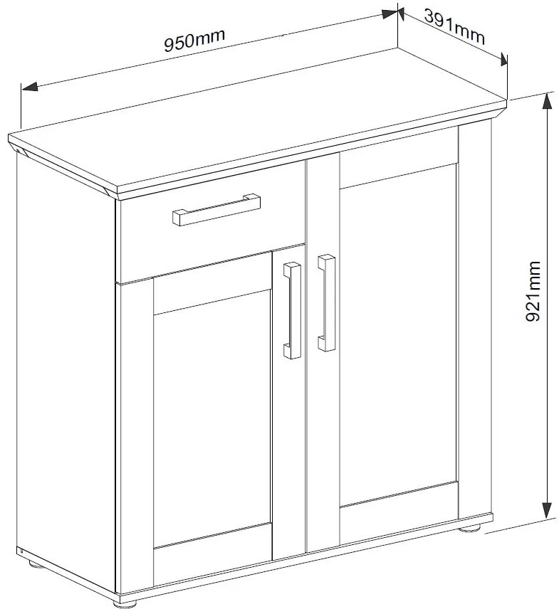 Komoda se šuplíkem Verona, 95 cm, modřín/dub artisan