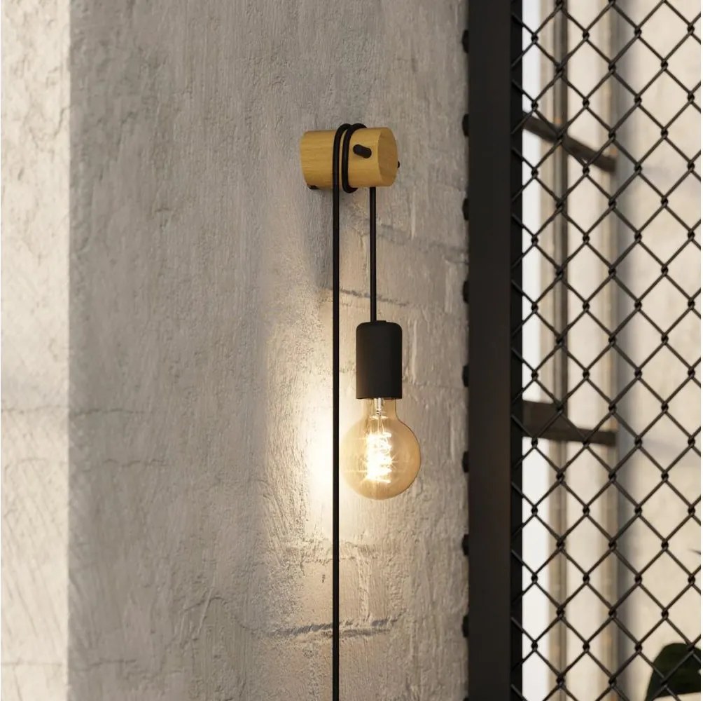 Eglo 43898 - Nástěnná lampa BUDDON 1xE27/13W/230V černá/béžová