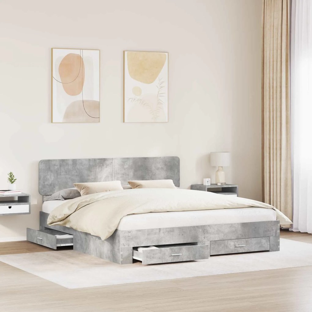 Rám postele s čelo Betonově šedá 180 x 200 cm Kompozitní dřevo 3412342