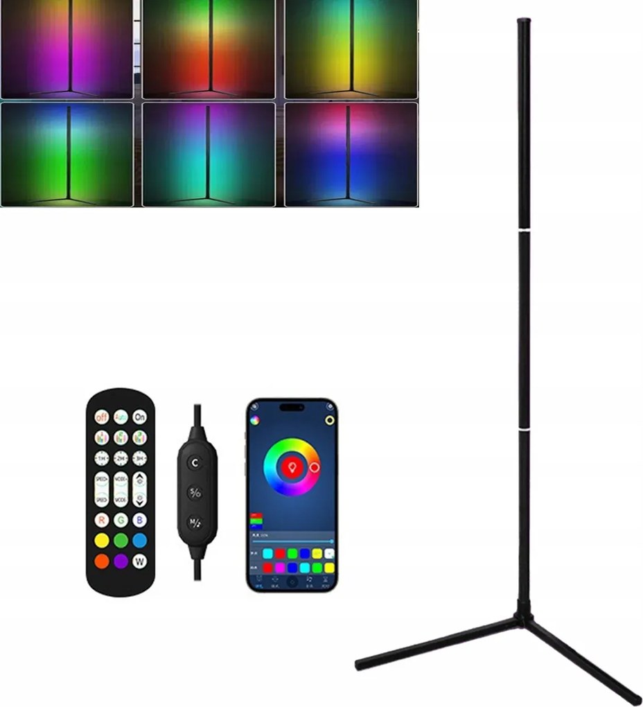Magická Led Podlahová Lampa Rgb S Dálkovým Ovládáním Aplikace 160 CM