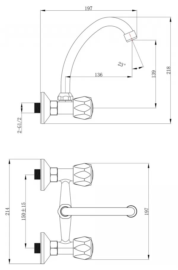 Baterie umyvadlová/dřezová, chrom, BALLETTO