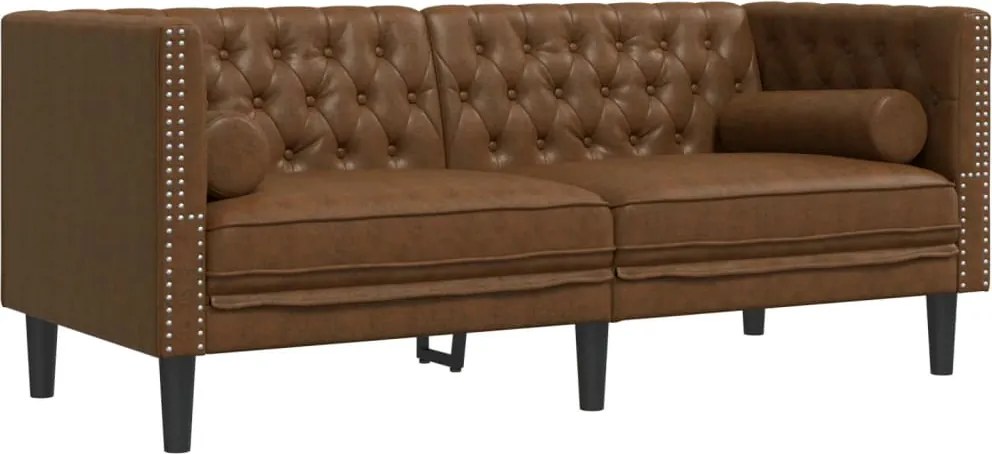 3dílná sedačka Chesterfield s podhlavníky hnědá umělý semiš 3209290