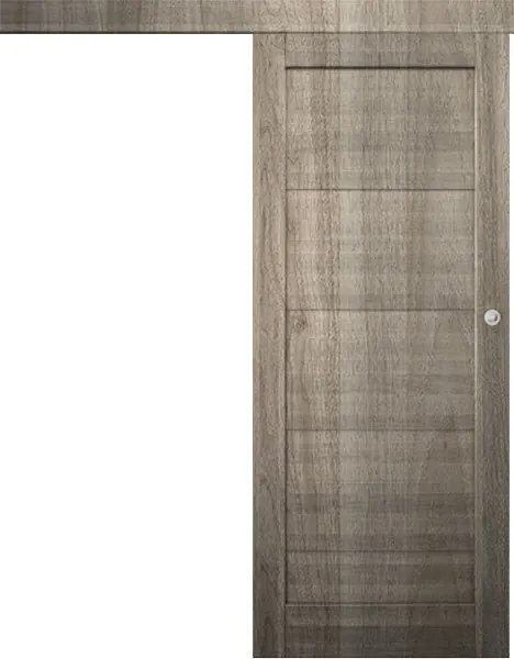 posuvné interiérové dveře na stěnu vasco doors SANTIAGO plné, model 1 Průchozí rozměr: 70 x 197 cm, Orientace dveří: Levé dveře, Dekor: Dub riviera