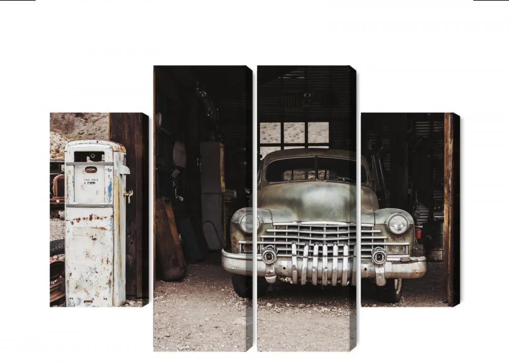 Vícedílný obraz Staré Auto Ve Stylu Vintage Nedostatek Nedostatek Přírodní plátno 200x150