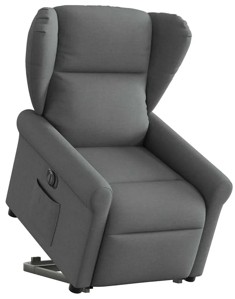 Elektrické zvedací polohovací křeslo tmavě šedé textil 3303395