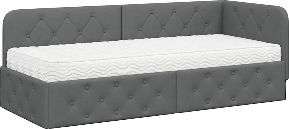 Rohový rám postele Tmavě šedá 80 x 200 cm textil 3394030