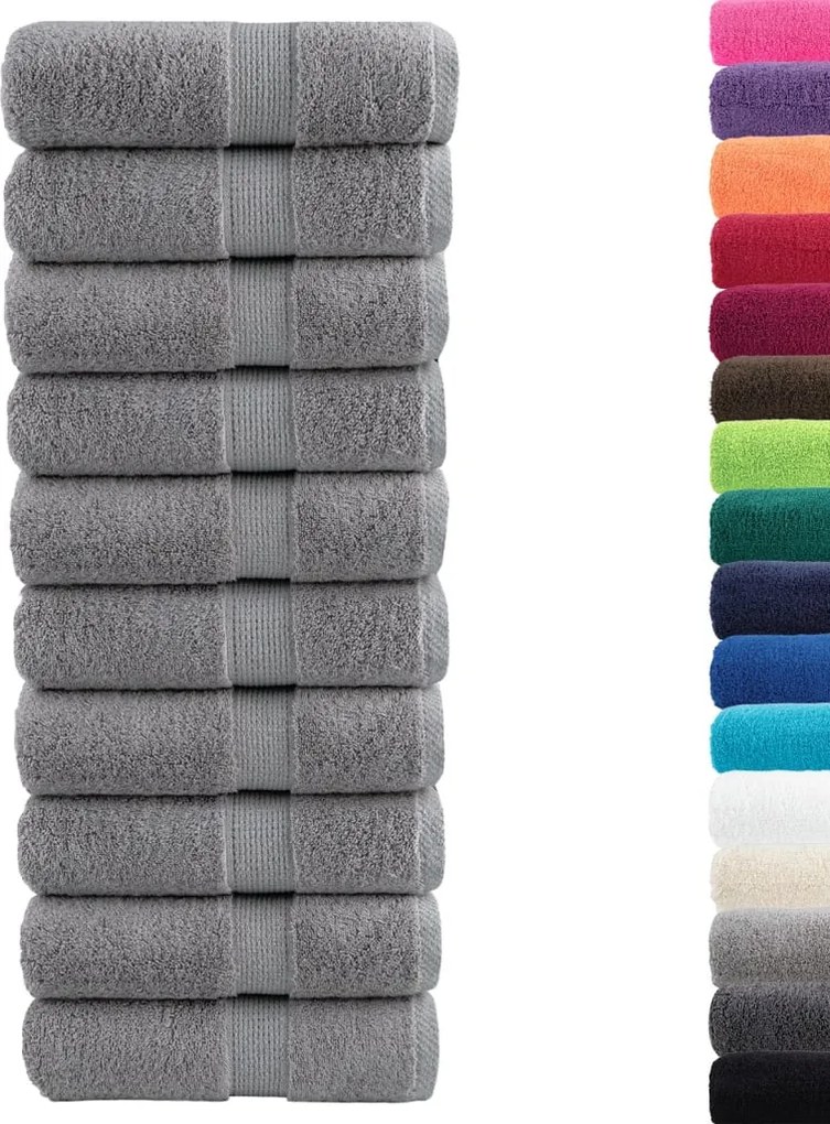 Prémiové ručníky pro hosty SOLUND 10 ks šedé 30x50 cm 600 g/m² 137304
