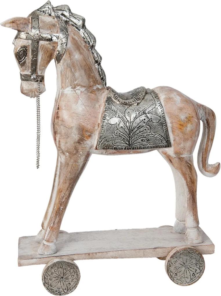 Dekorace dřevěný Kůň na kolečkách - 40*7*45 cm | BIANO
