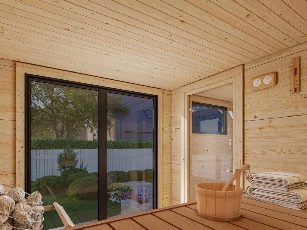 Sauna PALMAKO GRACE 8,2 m² outdoor Barva: Přírodní neošetřené dřevo