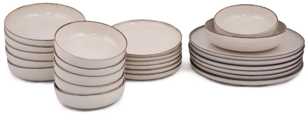 24 dílný porcelánový set, světle hnědý