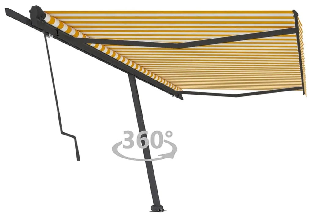 Volně stojící automatická markýza 500 x 350 cm žlutá/bílá