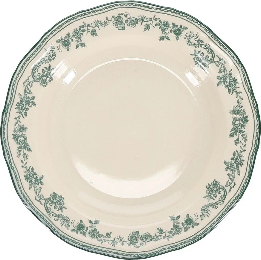 Zelený/slonovinový hluboký porcelánový talíř ø 23 cm Cyril – S|P Collection