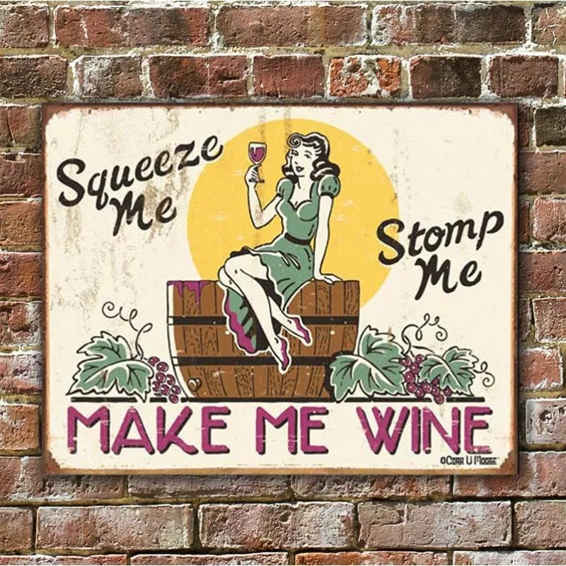 Plechová cedule Moore - Make me Wine 40 cm x 32 cm