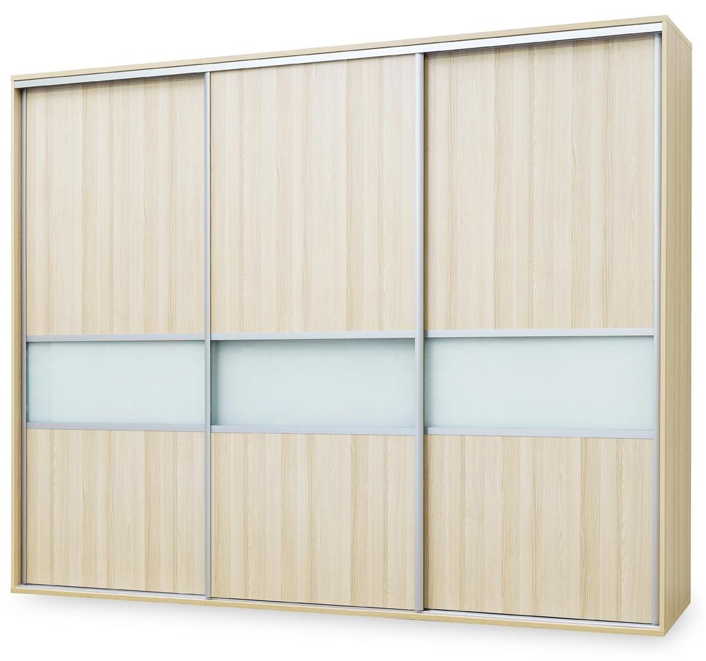 Nábytek Mikulík Skříň FLEXI 3 - 3x dveře dělené sklem MATELUX ROZMĚR: (š/v/h) 280 x 240 x 65 cm