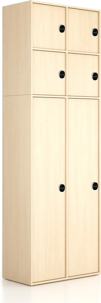 Nástavba pro skříně FRAME, 4x dveře, 872 x 450 x 854 mm, RFID zámek, bříza