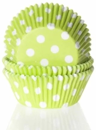 Papírový košíček na muffiny zelený puntíkovaný 50ks - House of Marie