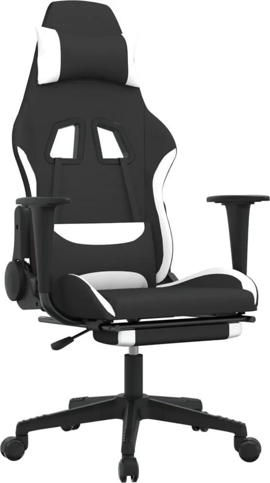 vidaXL Masážní herní židle s podnožkou černá a textil [345508] Barva: Tmavě žlutá