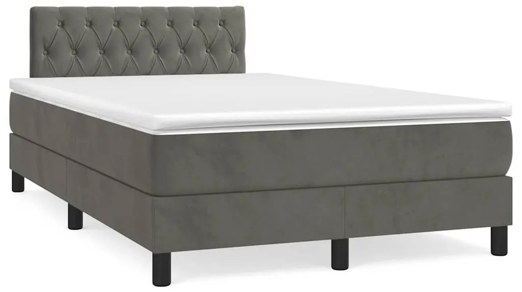 Box spring postel s matrací a LED tmavě šedá 120 x 190 cm samet 3270172