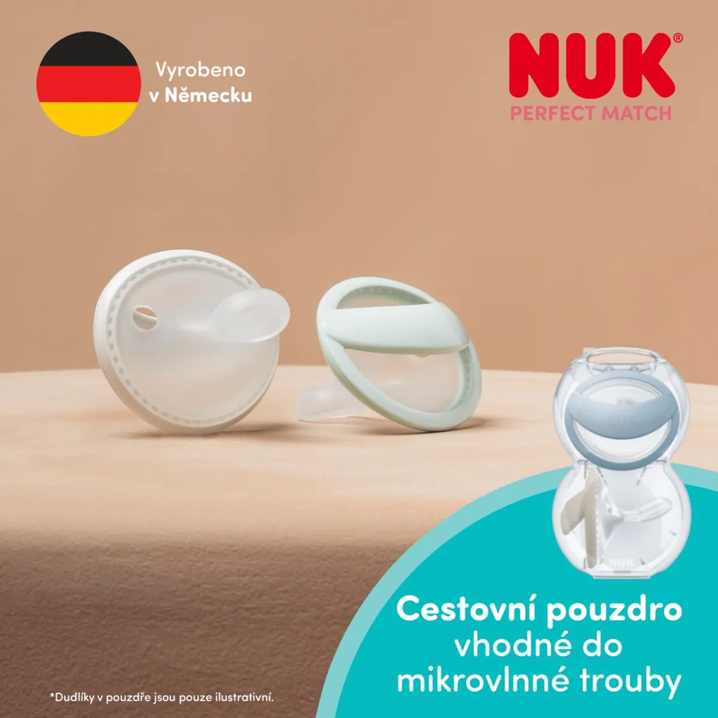 NUK Dudlík Perfect Match 0-6 m 2 ks v boxu Green/blue