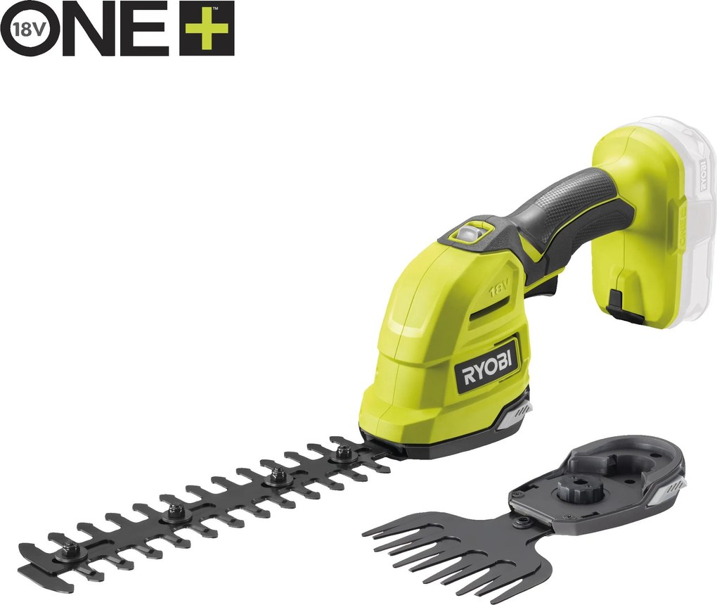 Ryobi RY18GSA-0 18V ONE+ nůžky na trávu/zastřihávač trávy a keřů 2v1 odolné nože z oceli 20 cm
