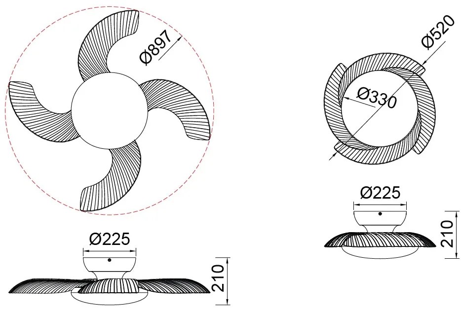 Mantra Aloha, rozvinovací ventilátor se svítidlem a dálk. ovladačem, LED 45W 2700-5000K, dřevěná, průměr 52/90cm