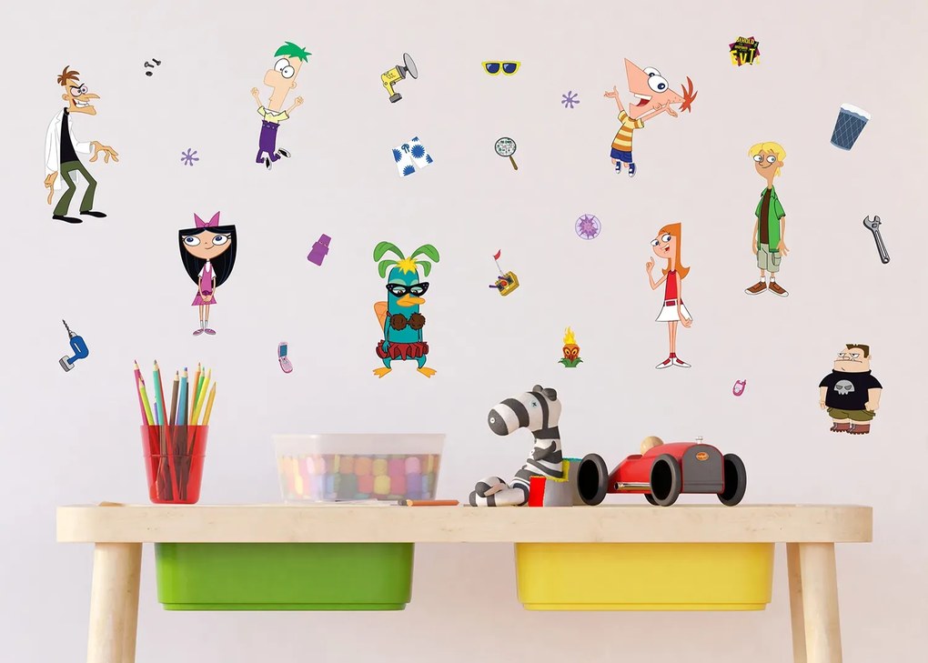 Dětská samolepka na zeď Disney Phineas a Ferb | 65 x 85 cm | DDK868