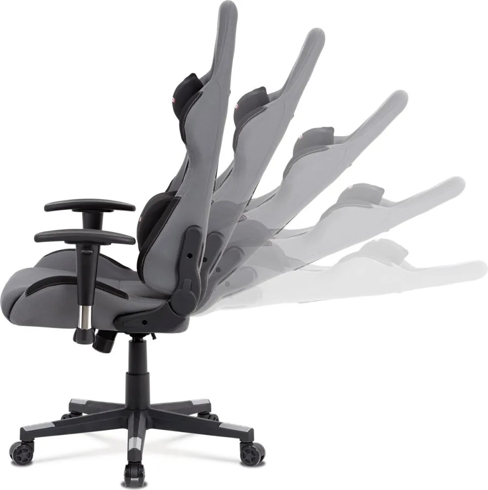 Kancelářská židle houpací mech., plast. kříž, šedá + černá látka – opěrák 90°–180° Šedá