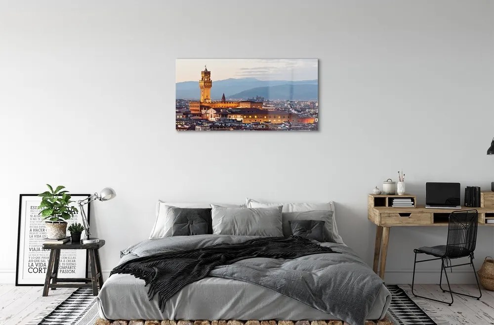 Obraz na skle Italy Castle sunset panorama 120x60 cm