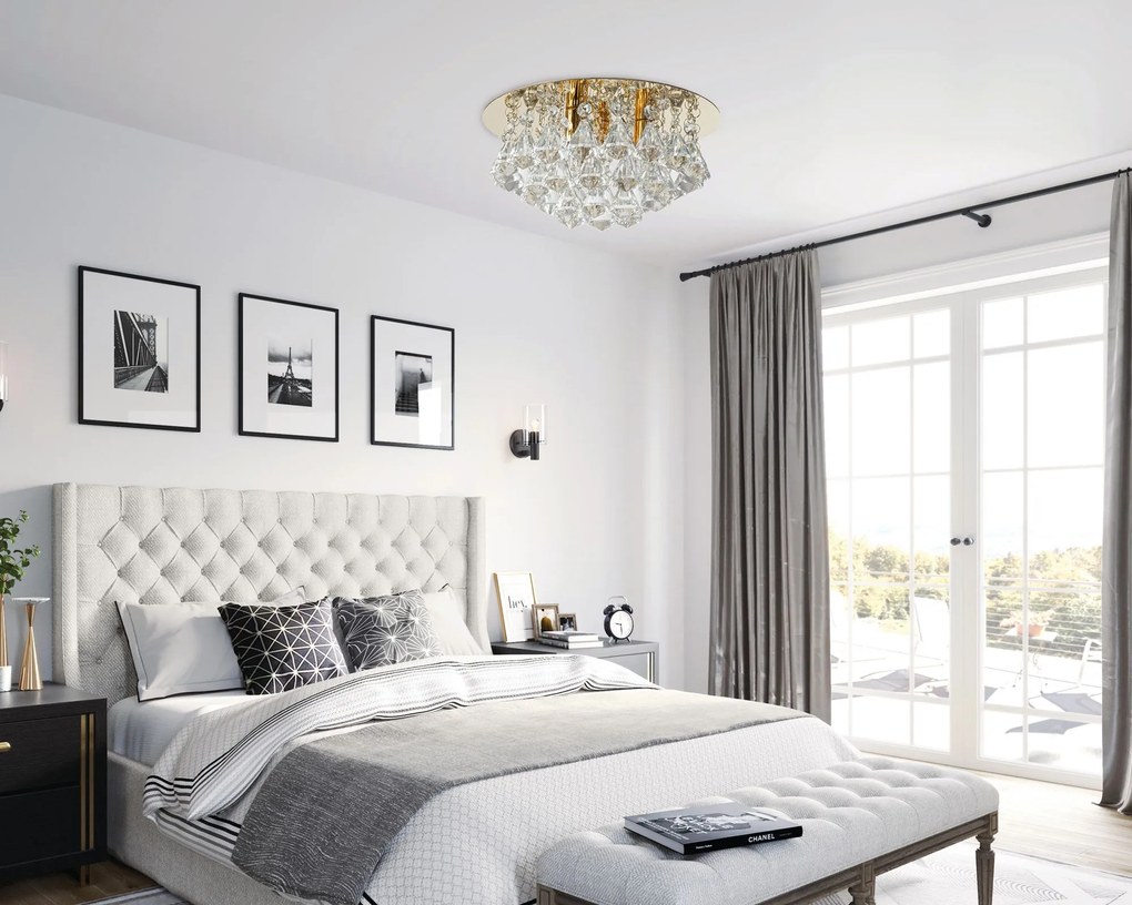 Toolight - Křišťálová závěsná svítilna G9 3x40W APP1038-C, zlatá, OSW-06821